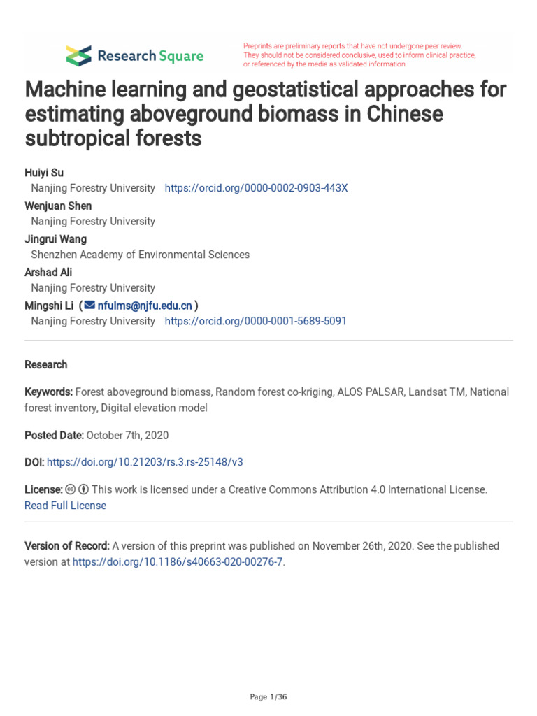 ALI 2020 - Machine Learning and Geostatistical Approaches For Estimating Aboveground Biomass in ...