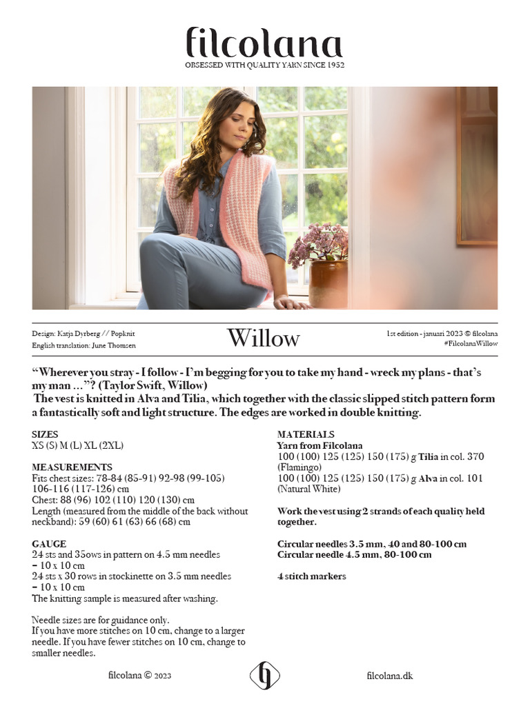 KD Williow ENG1 | PDF | Knitting | Basic Knitted Fabrics