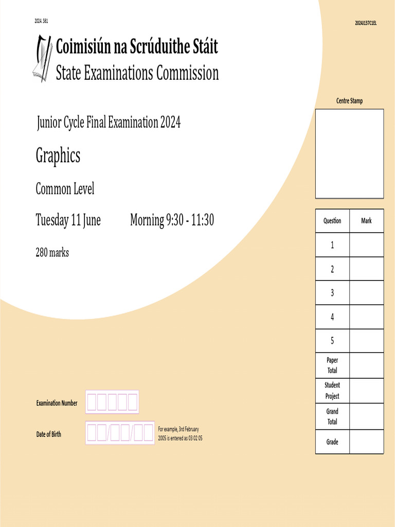 Junior Cycle Graphics Exam 2024 | PDF | Ellipse | Circle