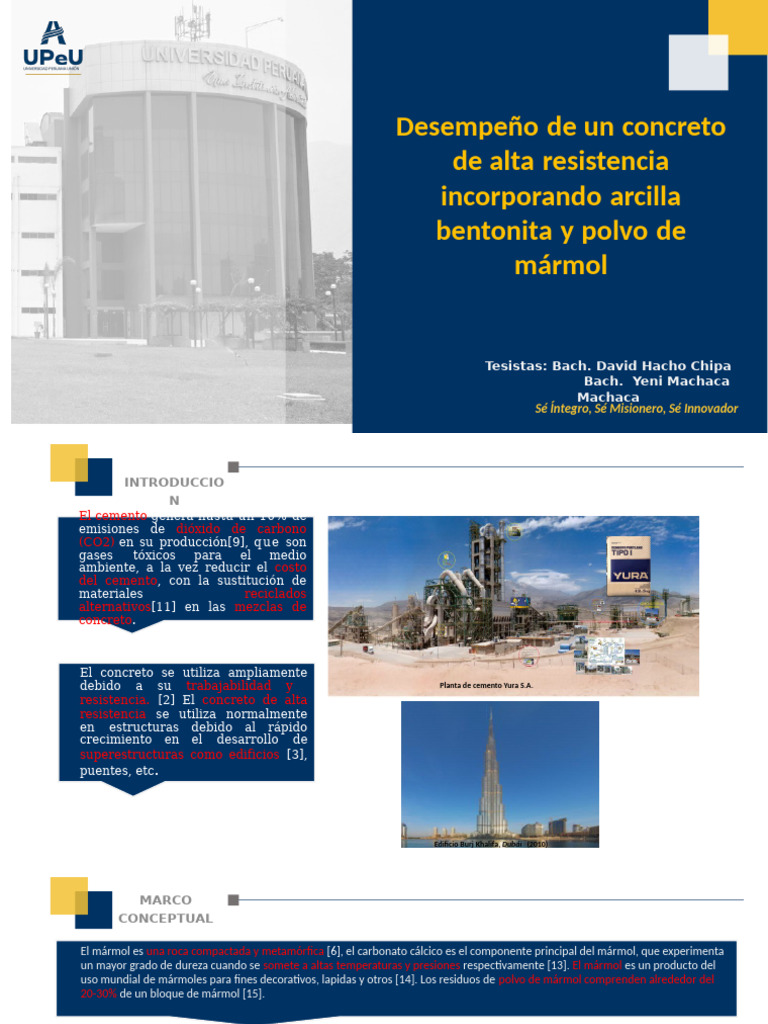 Upeu - PPT - Investigacion Final | PDF | Hormigón | Mármol