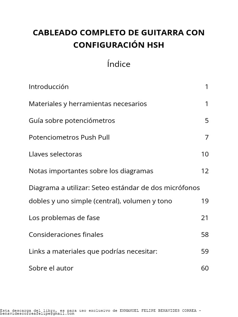Cableado Completo de Guitarra Tipo HSH | PDF | Micrófono | Fase (ondas)