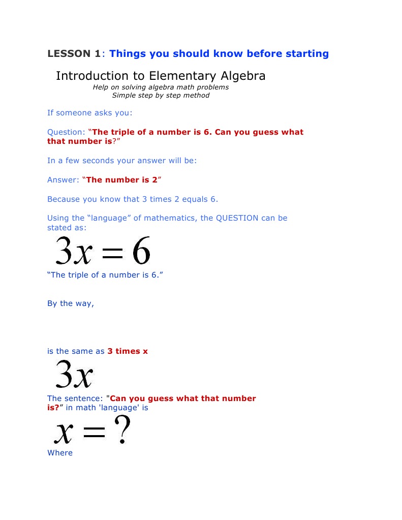 Intro to Algebra: Solving Basics | PDF