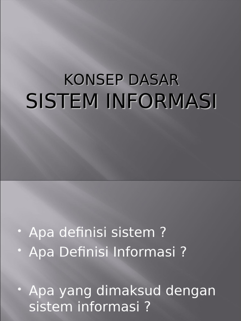 Konsep Dasar Sistem Informasi | PDF