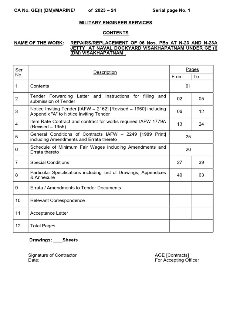 Tender for Jetty Repairs at Naval Dockyard | PDF | Specification ...