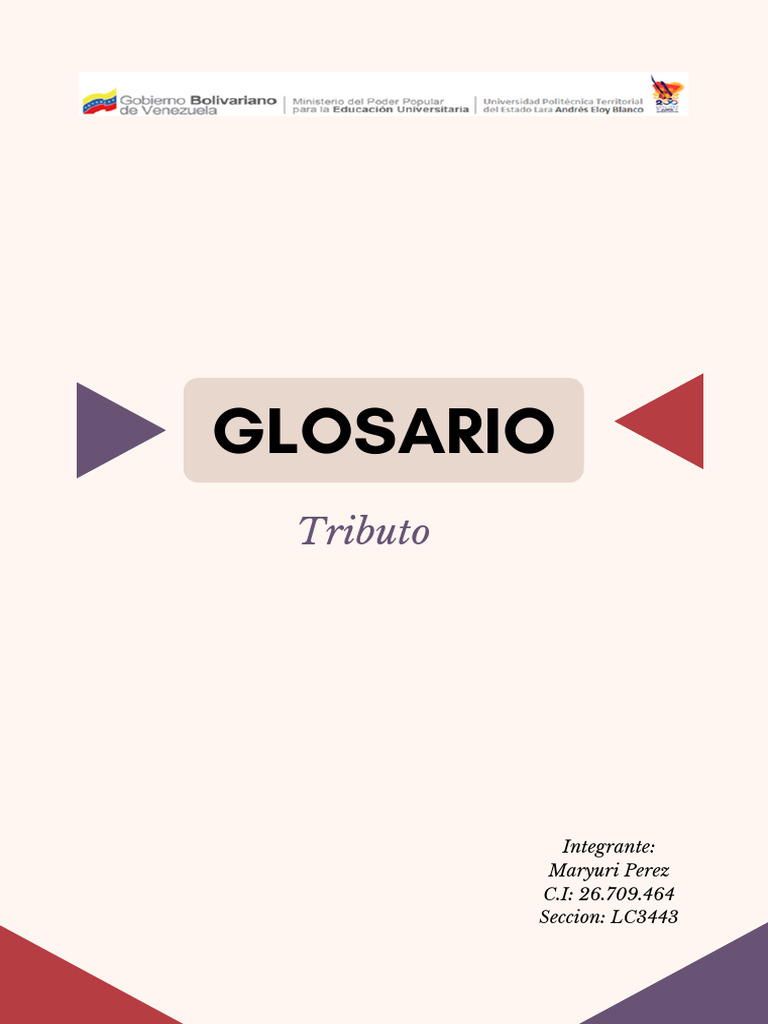 Glosario - Tributo | PDF | Impuestos | Impuesto al valor agregado