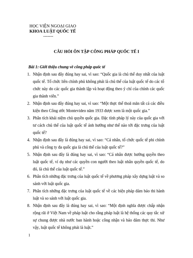 CPQT Câu Hỏi Vấn Đáp Tiếng Việt-K51 | PDF