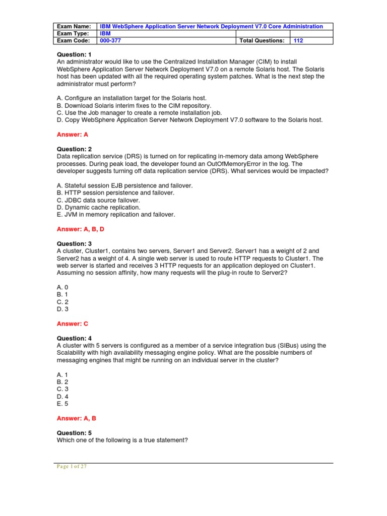 Examining IBM WebSphere Application Server Network Deployment V7.0 Core Administration Exam ...