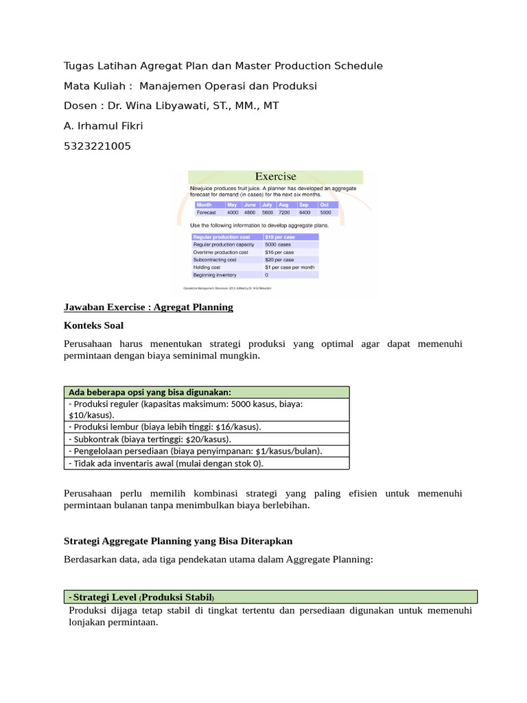 Rencana Produksi dan Agregat Planning | PDF