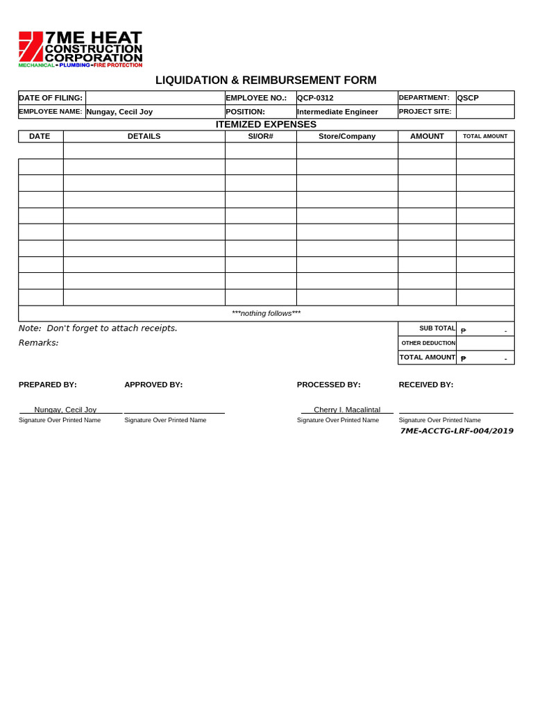 Liquidation Form | PDF