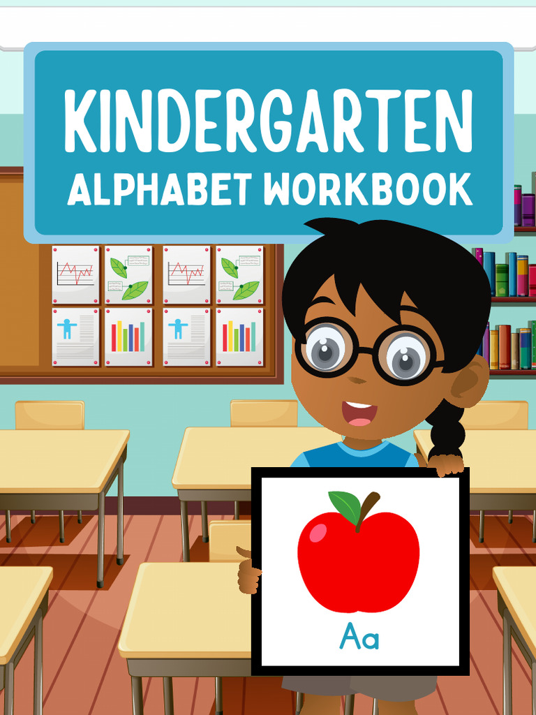 Kindergarten Alphabet Workbook in Black and White Illustrative Style ...