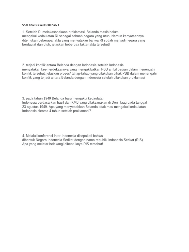 Soal Analisis Kelas XII Bab 1 | PDF