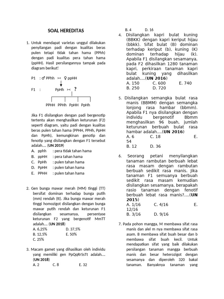 Soal Hereditas Mendel | PDF