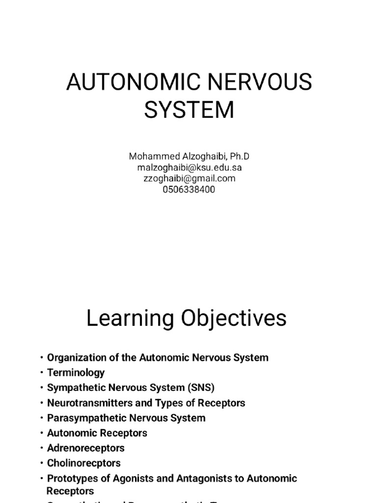 6,7-Autonomic Nervous System - Phoenix | PDF