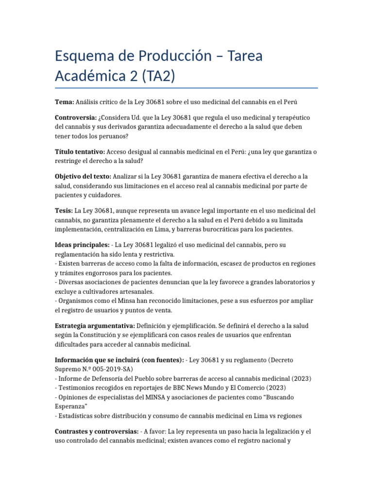 Esquema TA2 Cannabis Medicinal | PDF | Cannabis medicinal | Cannabis (Droga)