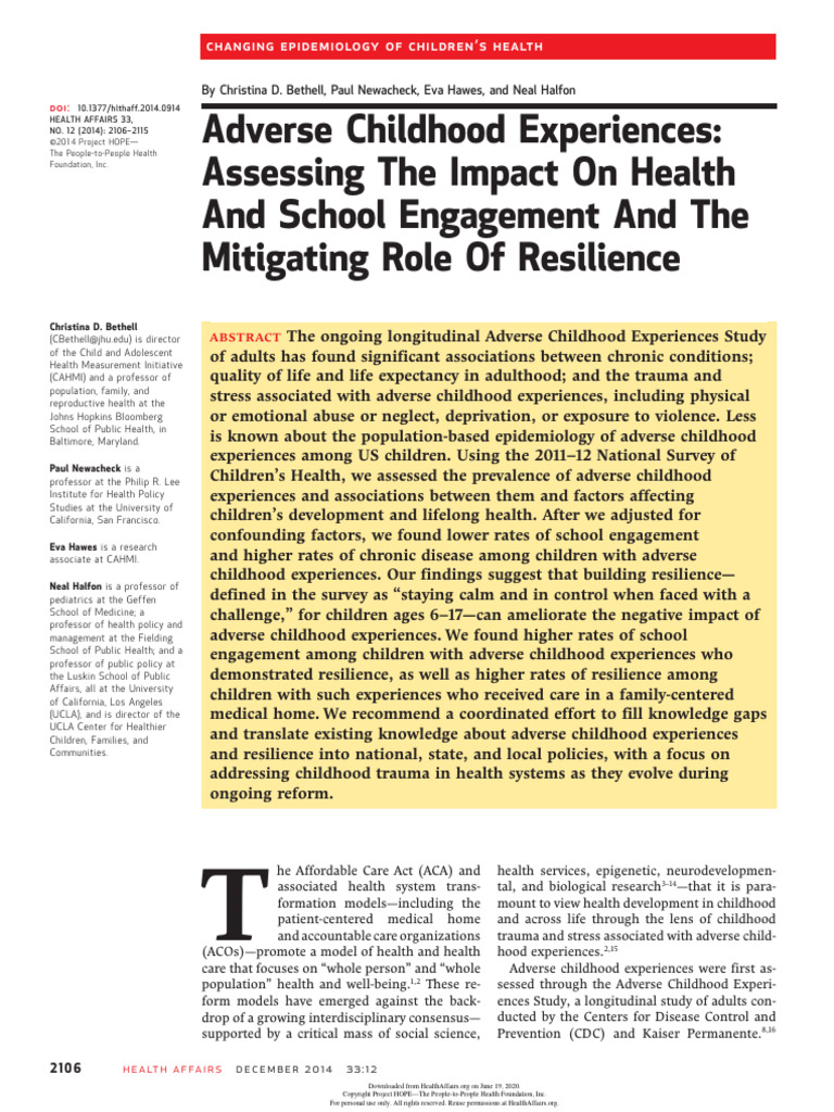 Adverse Childhood Experiences: Assessing The Impact On Health and ...