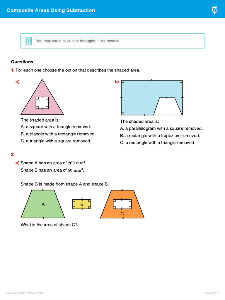 Exercise 4.12 Composite Areas Using Subtraction | PDF | Area | Rectangle