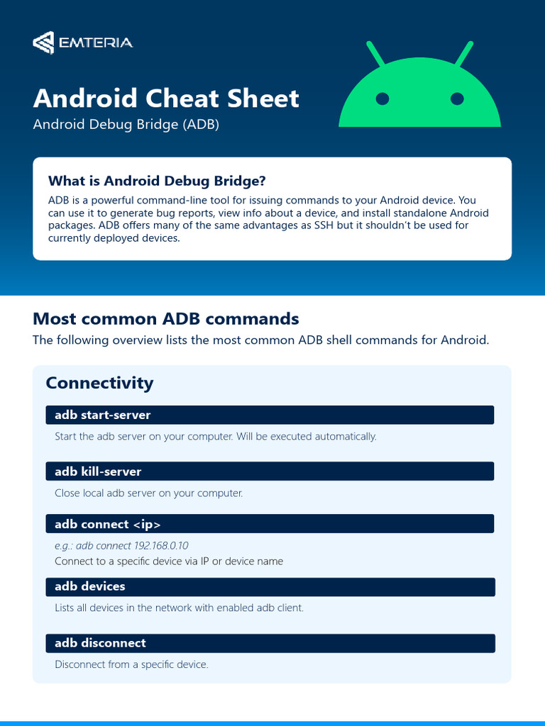 ADB Commands Cheat Sheet for Android | PDF