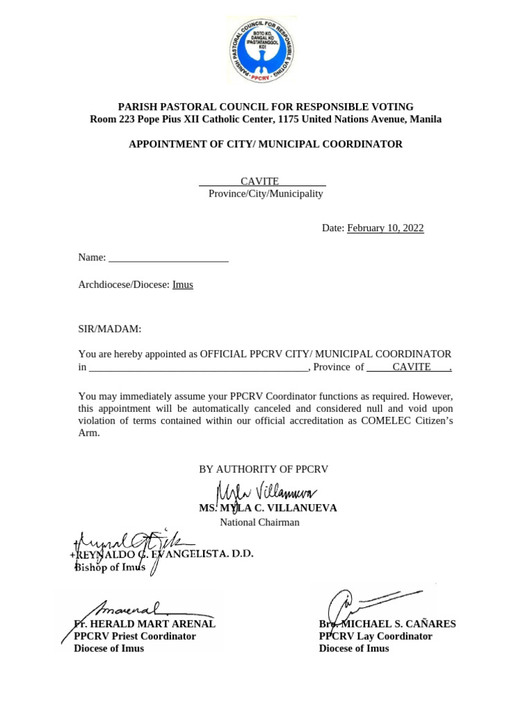 Appointment Letter For City-Municipal Coordinators-2022 | PDF