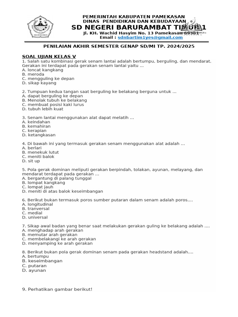 Soal Ujian Kelas 5 Bartim | PDF