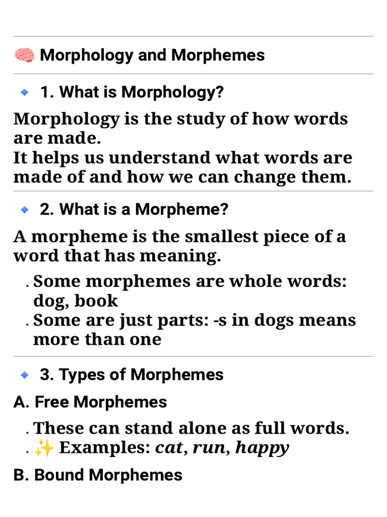 Introduction To Morphology and Morphemes | PDF | Word | Morphology ...