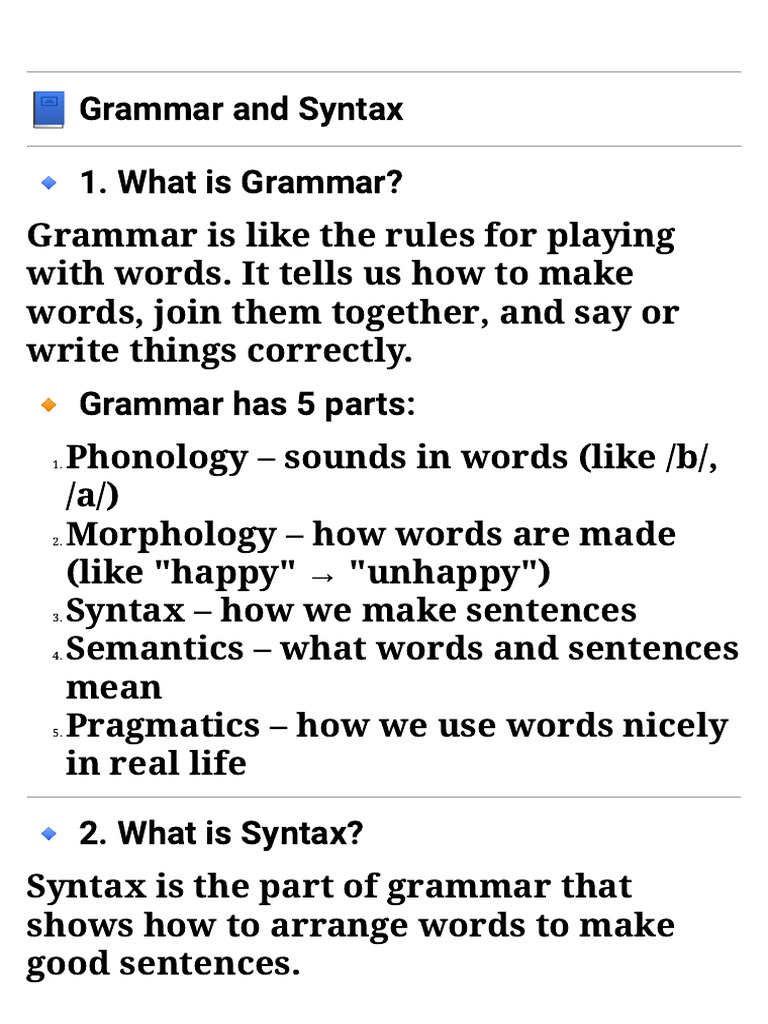 Introduction To Grammar and Syntax | PDF | Clause | Phrase