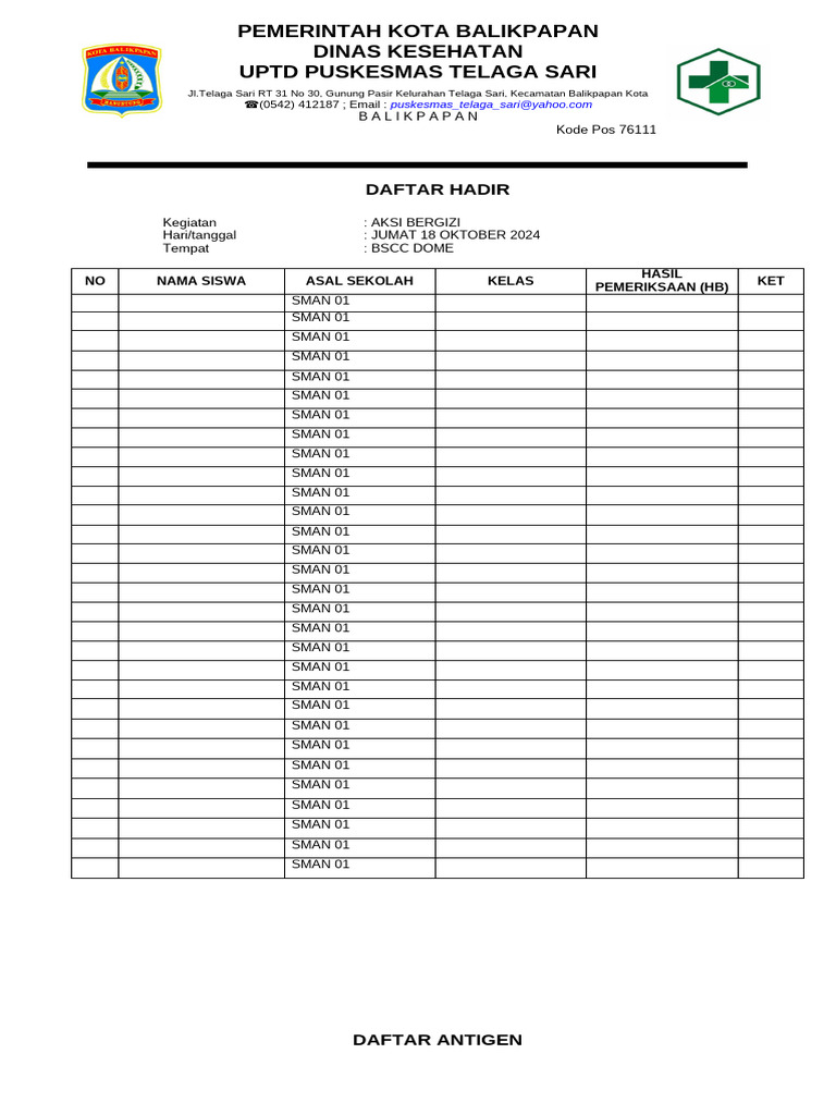 Format Daftar Hadir | PDF