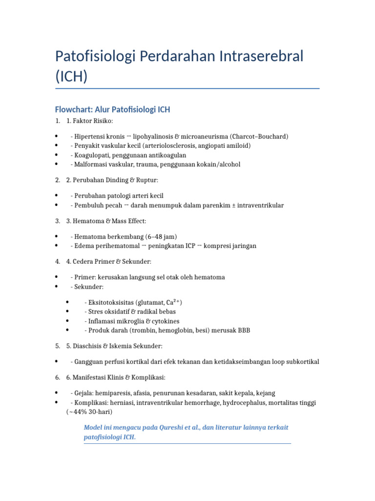 Flowchart Patofisiologi ICH | PDF