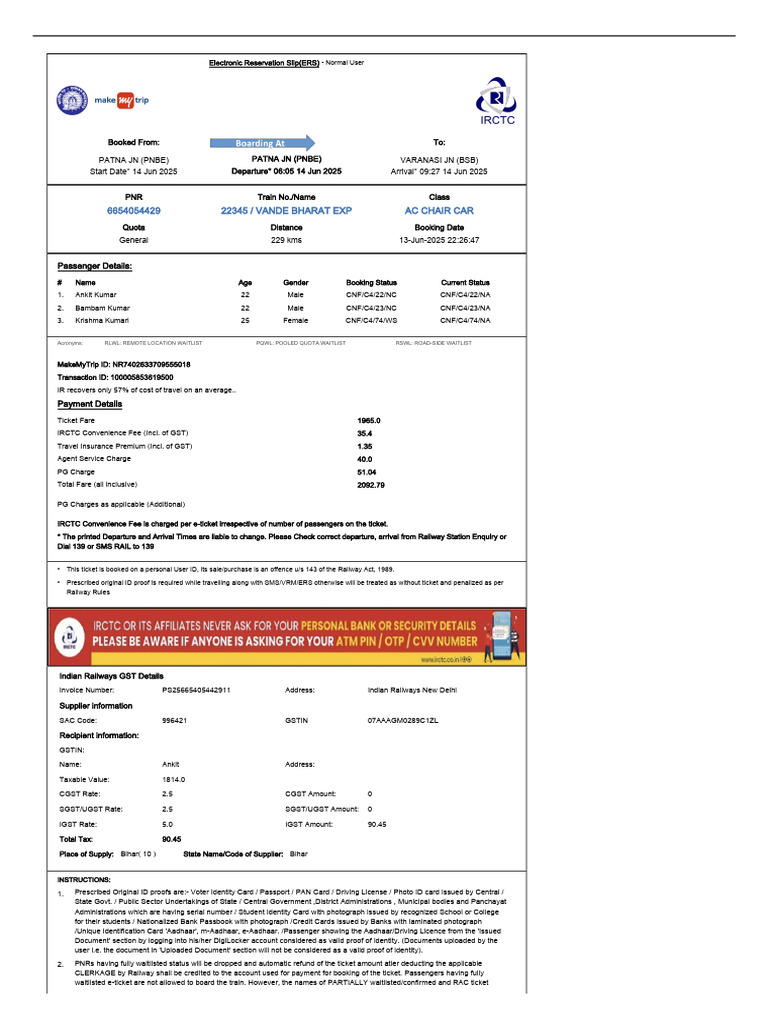 Rail NR7402633709555018 | PDF | Identity Document | Payments