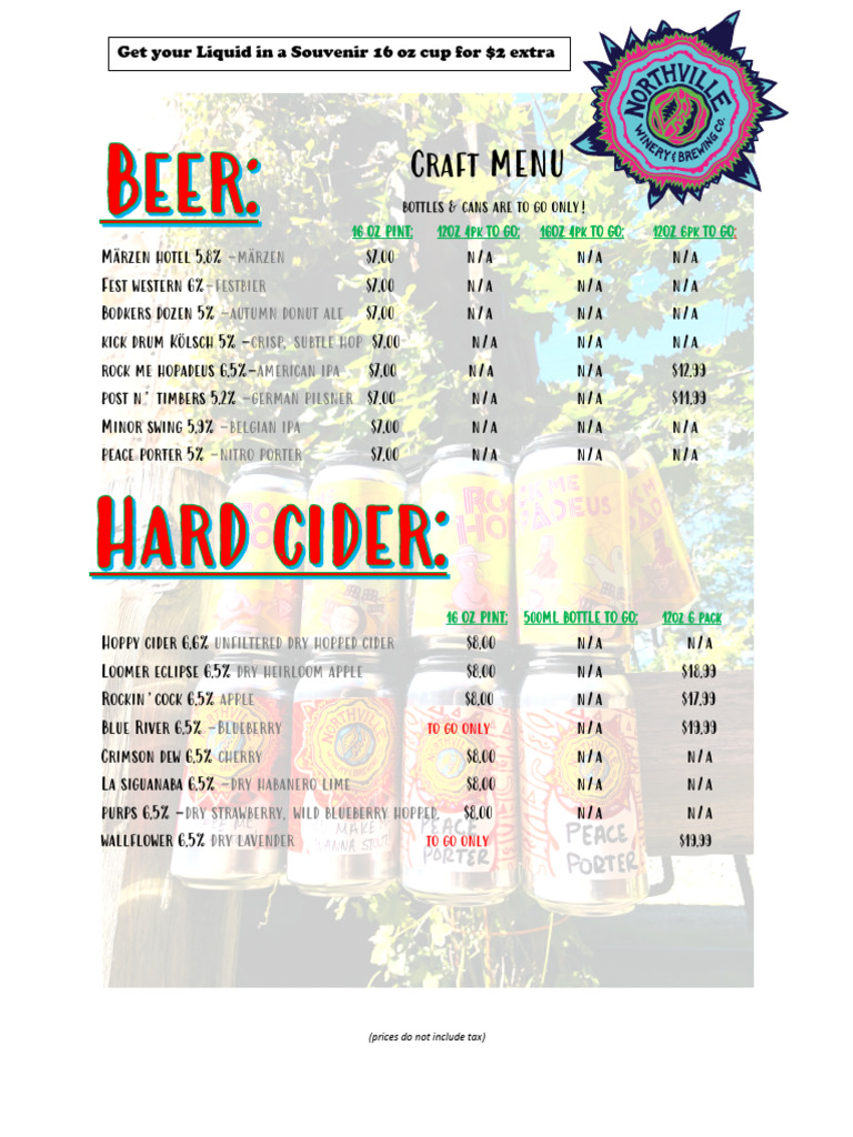 Venue Menu 1638 | PDF | Brewing | Beer