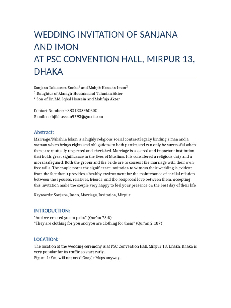 Wedding Invitation Sanjana Imon | PDF