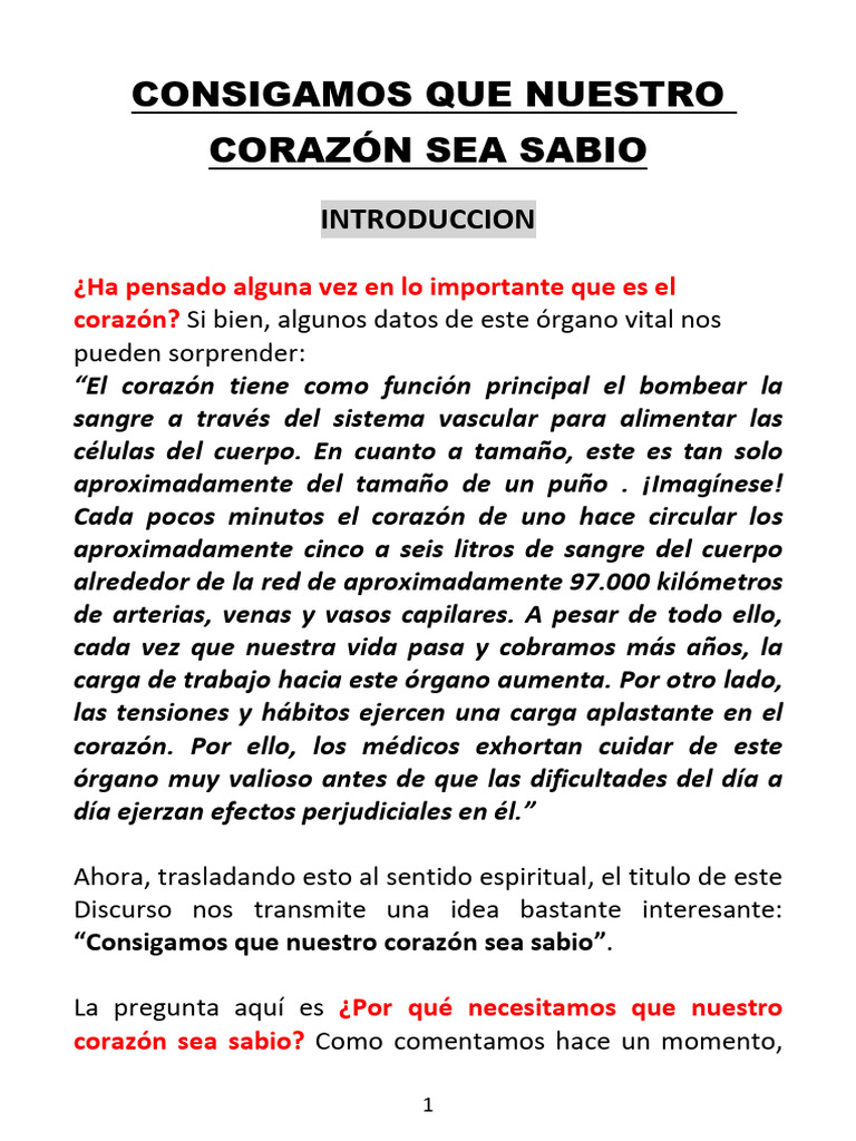 PB-073 Consigamos Que Nuestro Corazón Sea Sabio | PDF | Sabiduría | Libro de proverbios