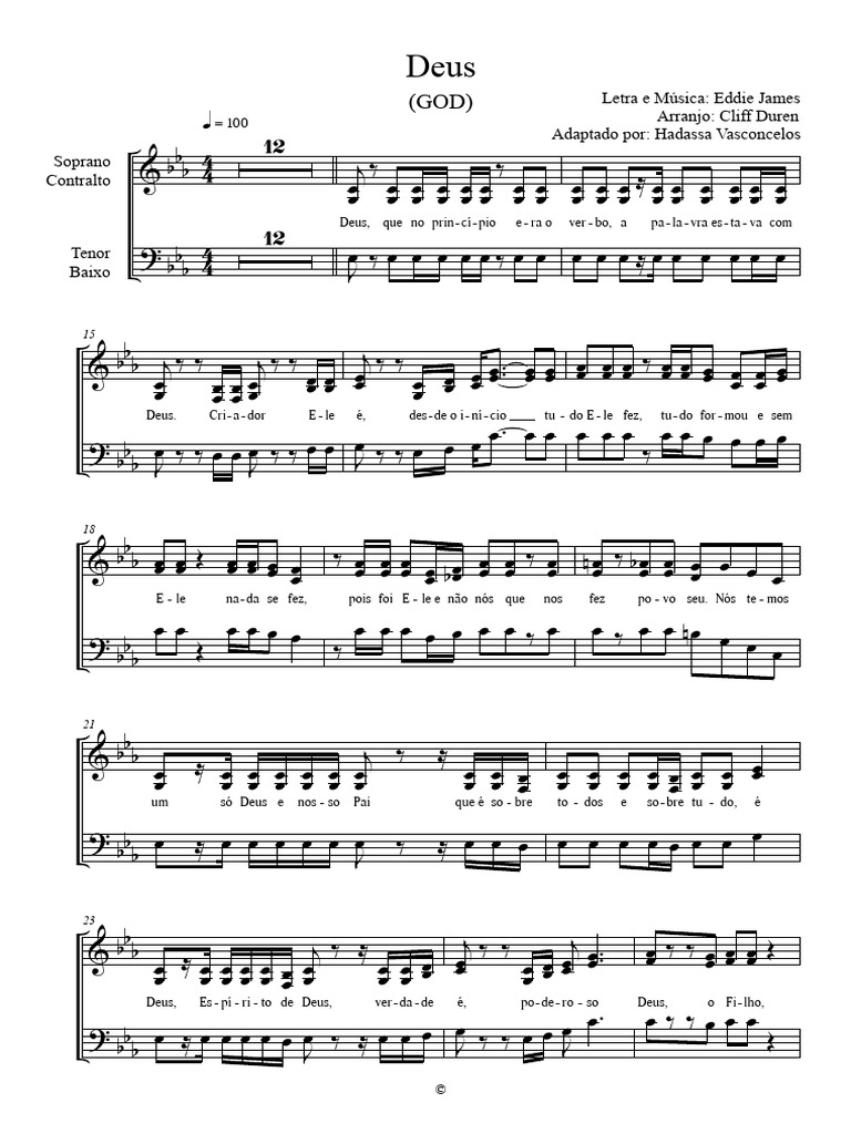 Soprano Contralto: Letra e Música: Eddie James Arranjo: Cliff Duren ...