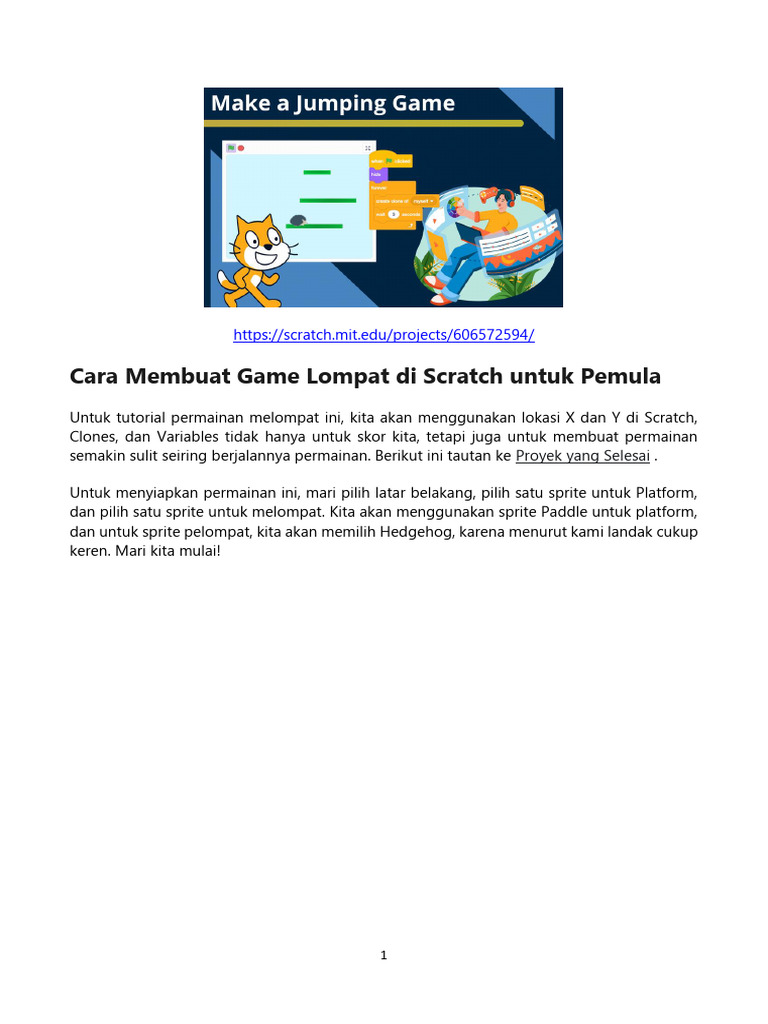 Membuat Game Lompat Sederhana Di Scratch LVL 2 | PDF