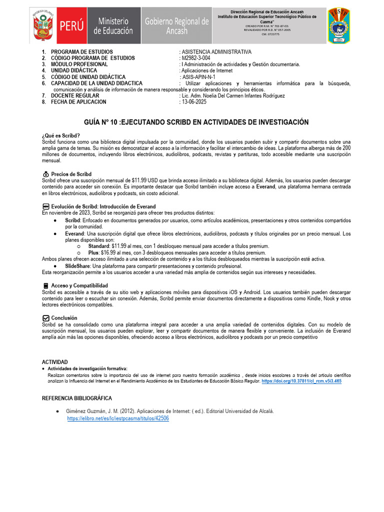 Guia #10 | PDF | Scribd | Internet