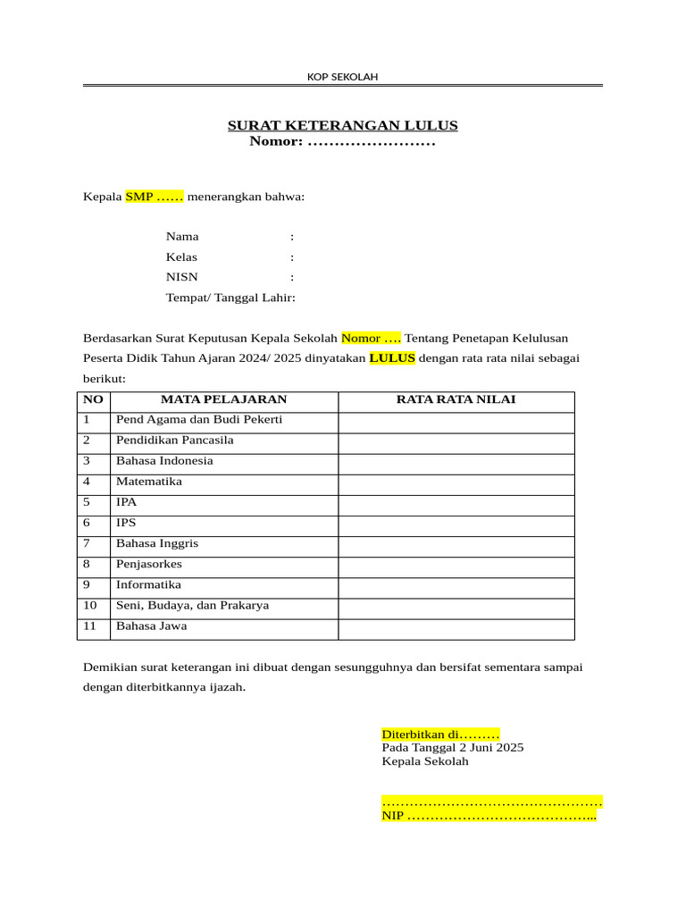 Contoh Format Skl_eniris | PDF