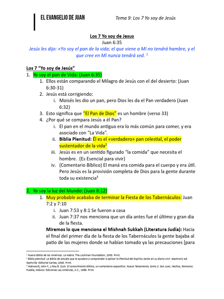 Lección 9 - Los 7 Yo Soy Completo | PDF | Jesús | Biblia