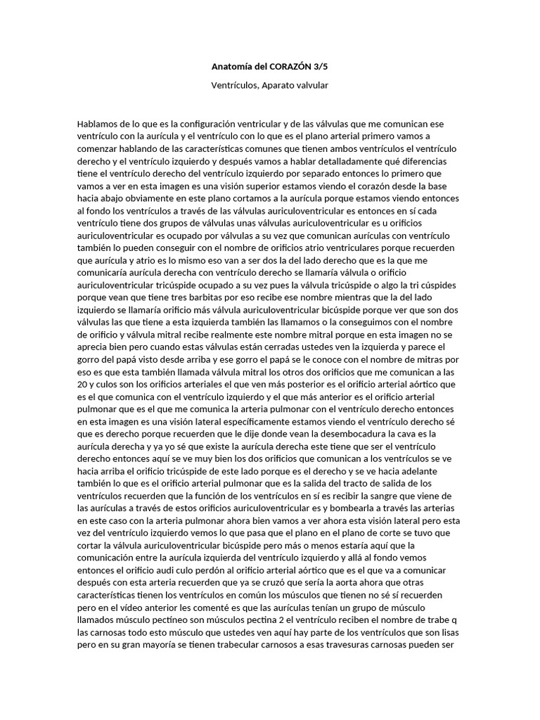 Anatomía Del Corazón 3 Pdf Ventrículo Corazón Aorta