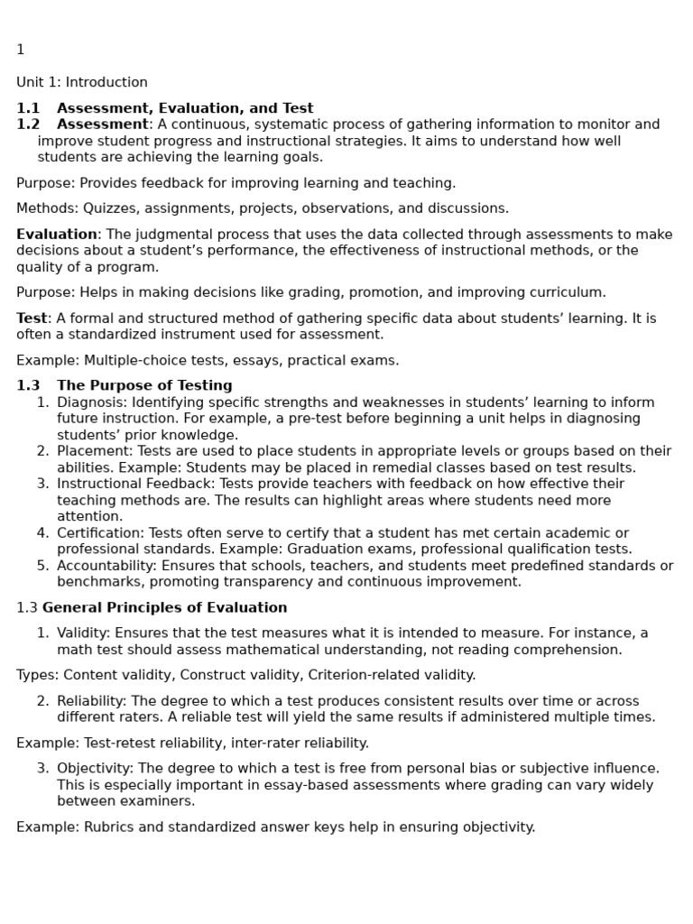 Assessment and Evaluation Principles | PDF | Educational Assessment ...