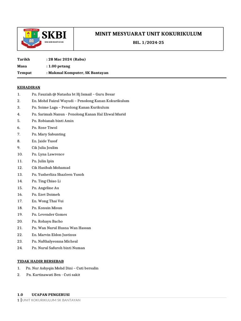 (2024 - 25) 1 - Minit Kokum | PDF