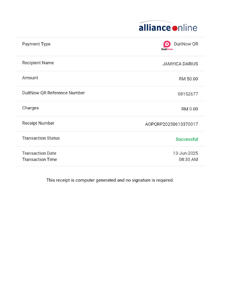 Alliance Receipt | PDF