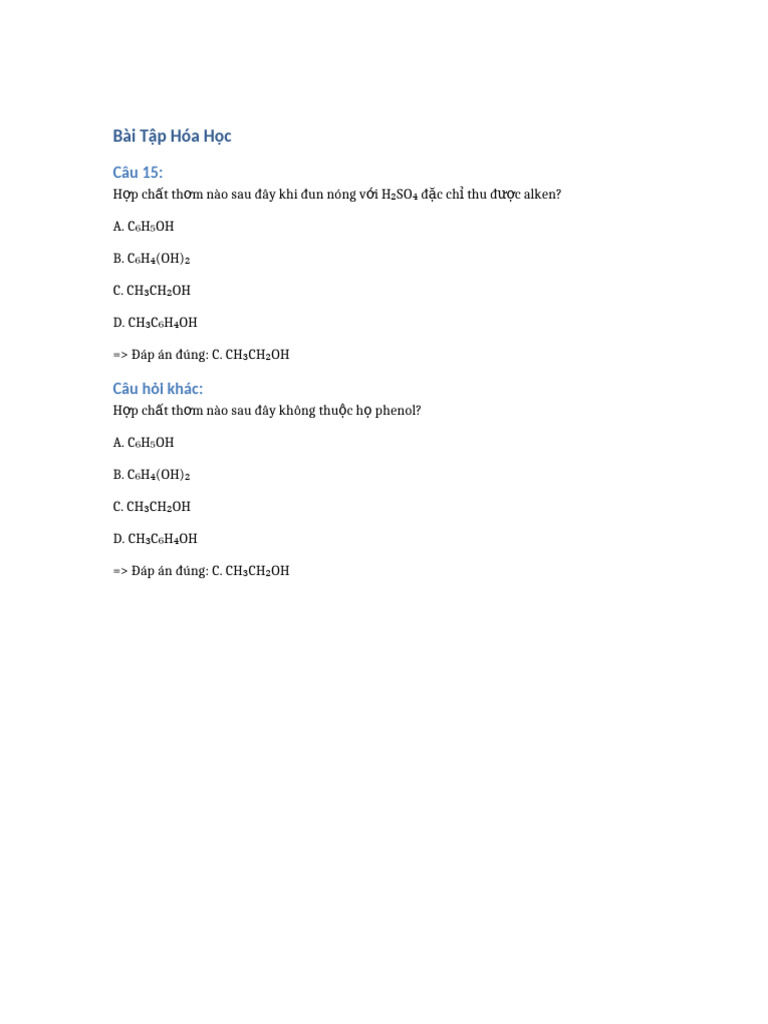 Bai Tap Hoa Hoc | PDF