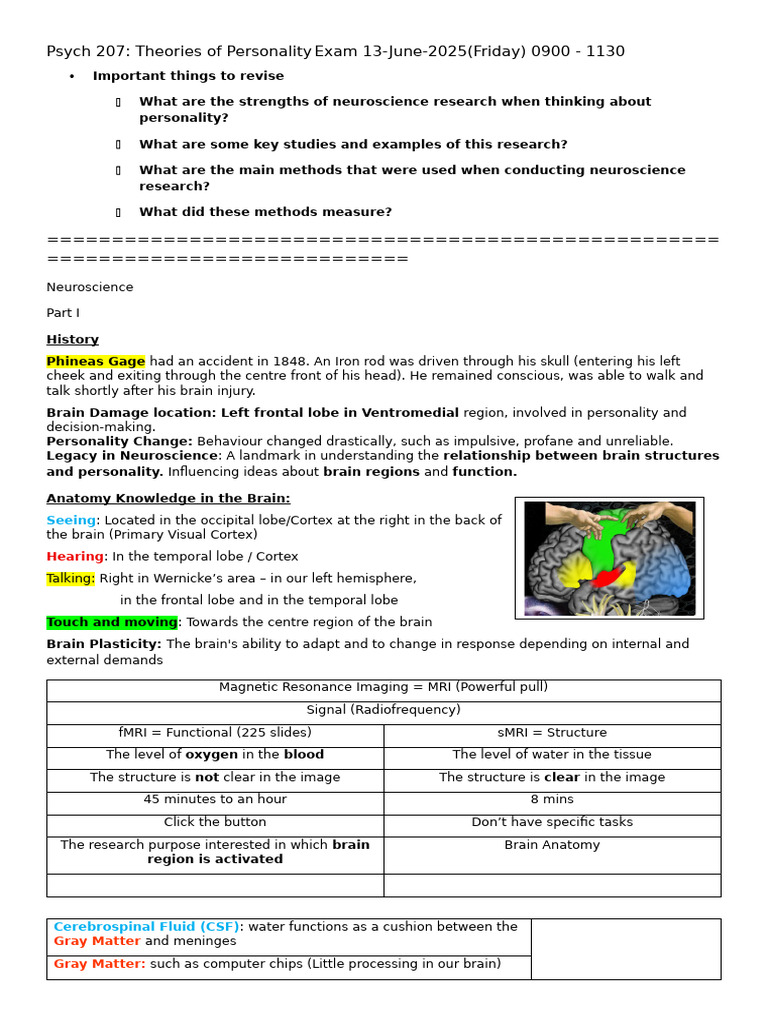 Neuroscience Study Notes | PDF | Corpus Callosum | Nervous System
