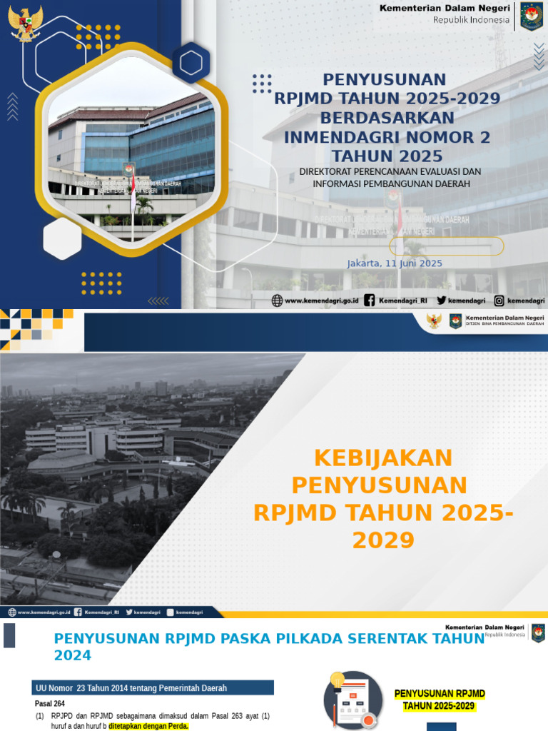 Penyusunan RPJMD Tahun 2025-2029 Berdasarkan Inmendagri No. 2 Tahun 2025-2029 | PDF