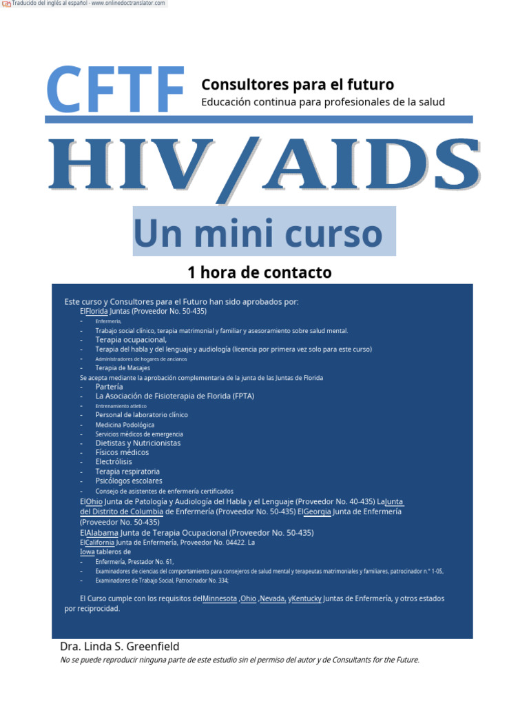 HIV AIDS A Mini Course - En.es 2 | PDF | VIH / SIDA | VIH