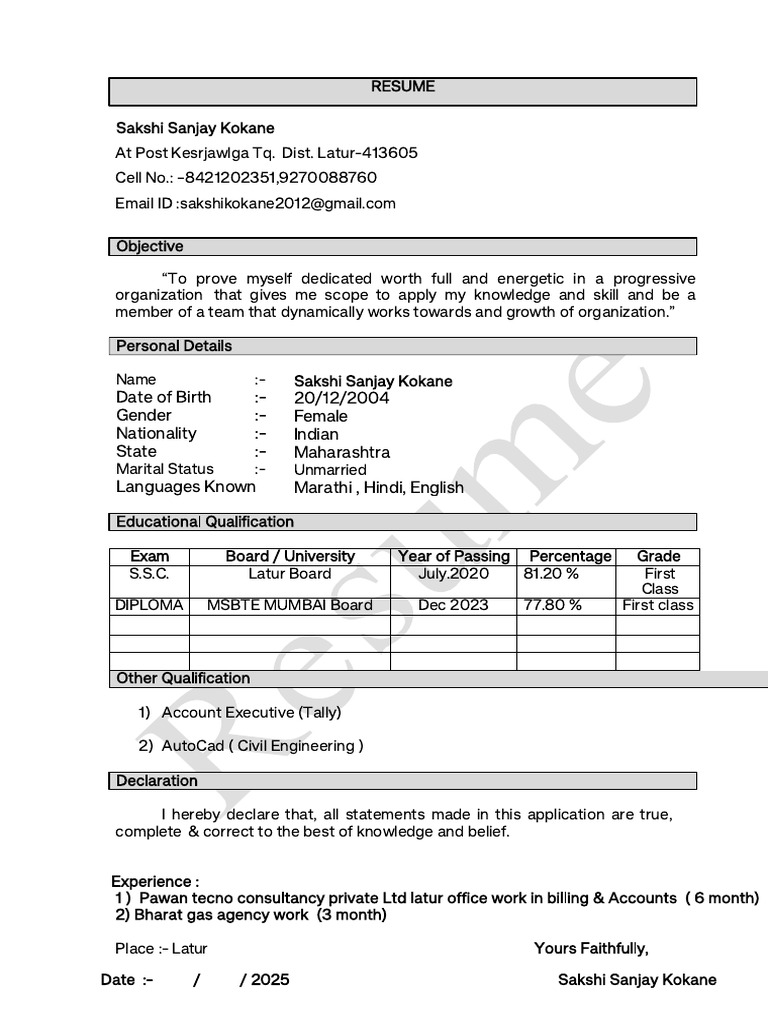 Sakshi Kokane Resume | PDF