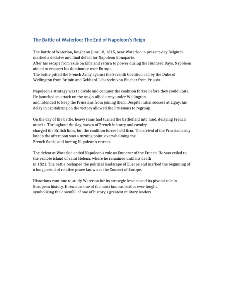 Battle of Waterloo | PDF
