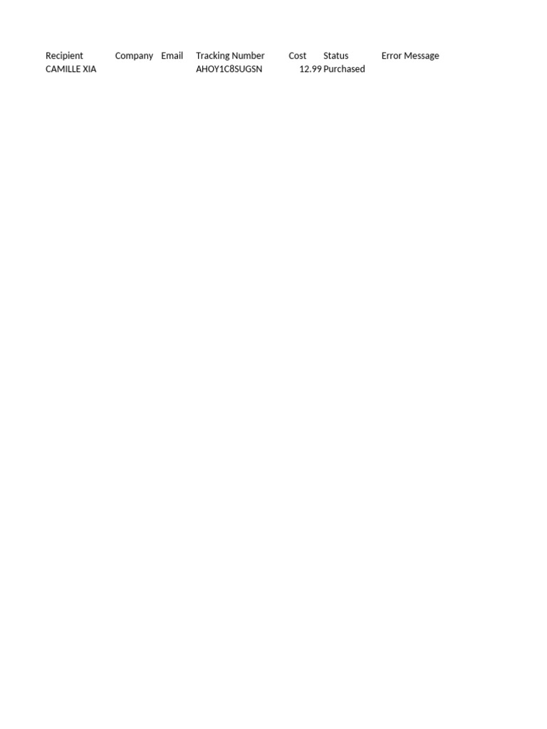 CAMILLE XIA - Tracking Numbers | PDF