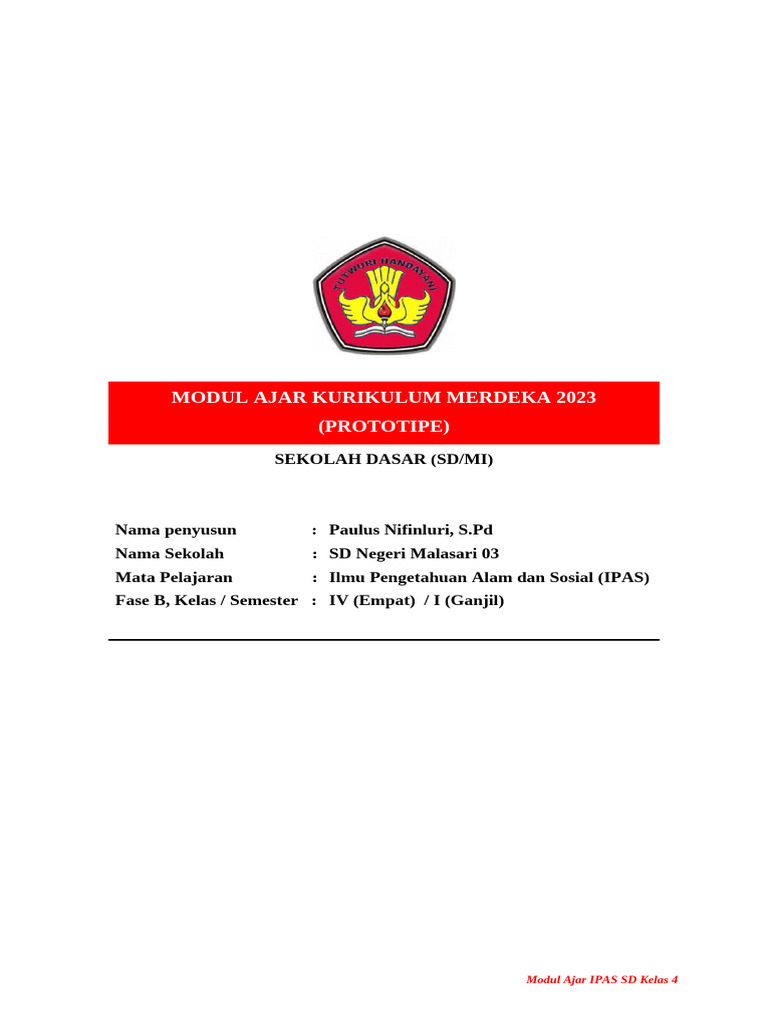 Modul Ajar IPAS SD Kelas 4 2023 | PDF