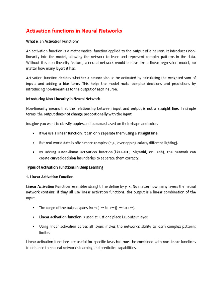 Activation Functions in Neural Networks | PDF | Function (Mathematics ...