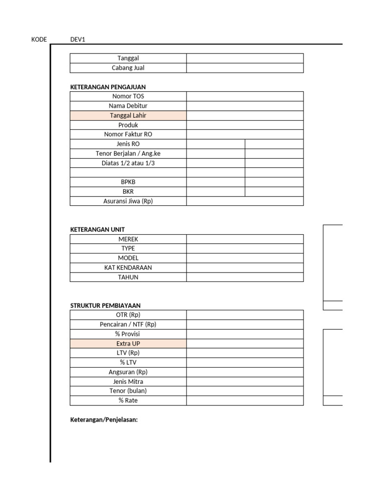Memo Deviasi Pembiayaan Kendaraan | PDF